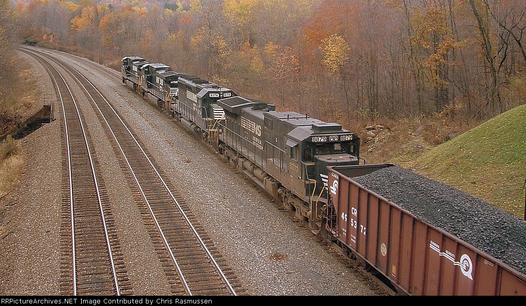 NS 8879 and 6174 trail the loaded coal